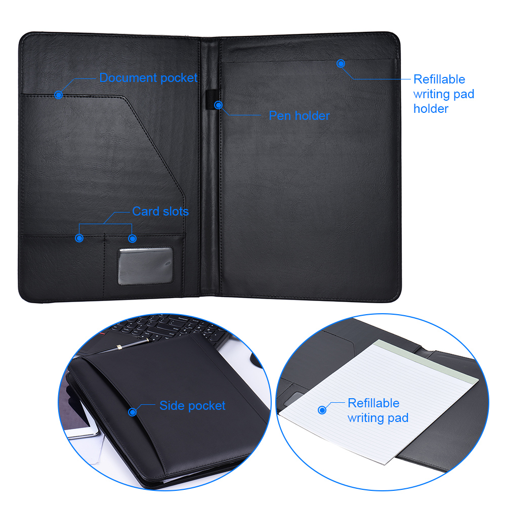 A4 PU Folder Bag Portfolio Padfolio Folder Documen... – Vicedeal