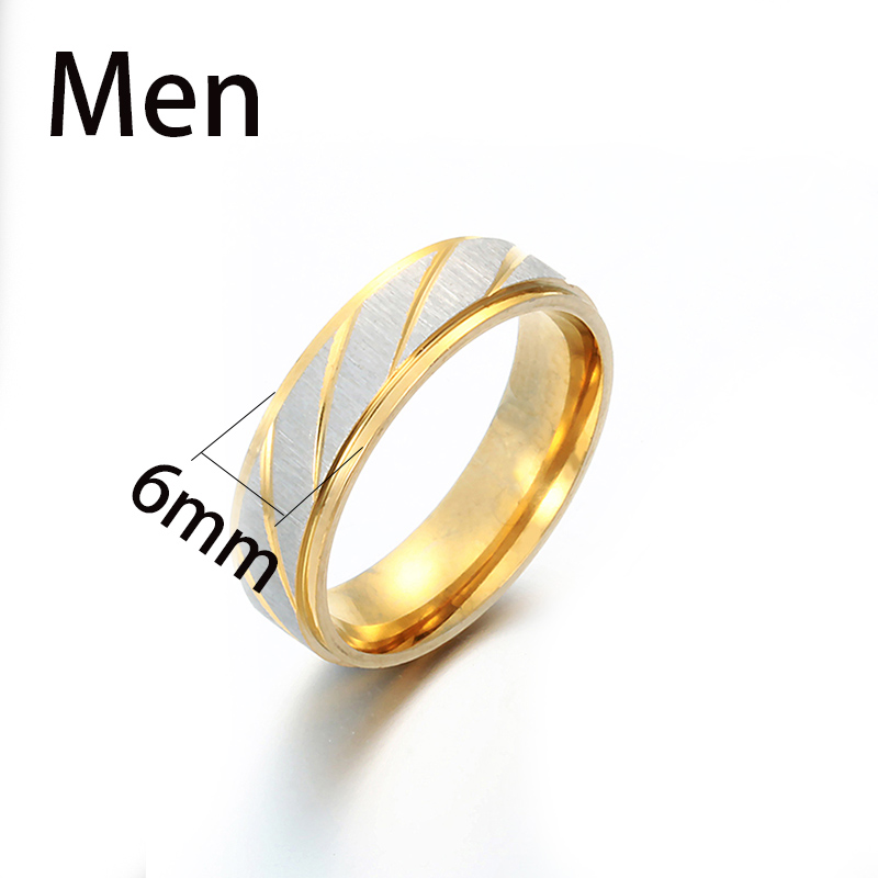 Titanium Steel Couple Rings Gold Wave Pattern Wedd... – Vicedeal