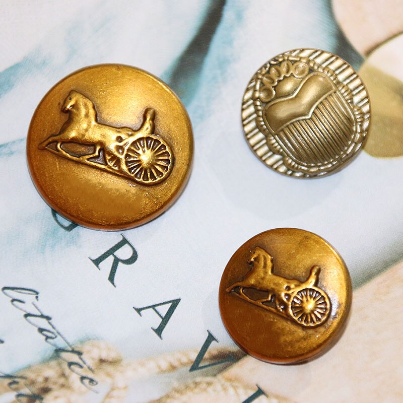 Retro metal buttons, bronze and gold buttons, 10 p... – Grandado