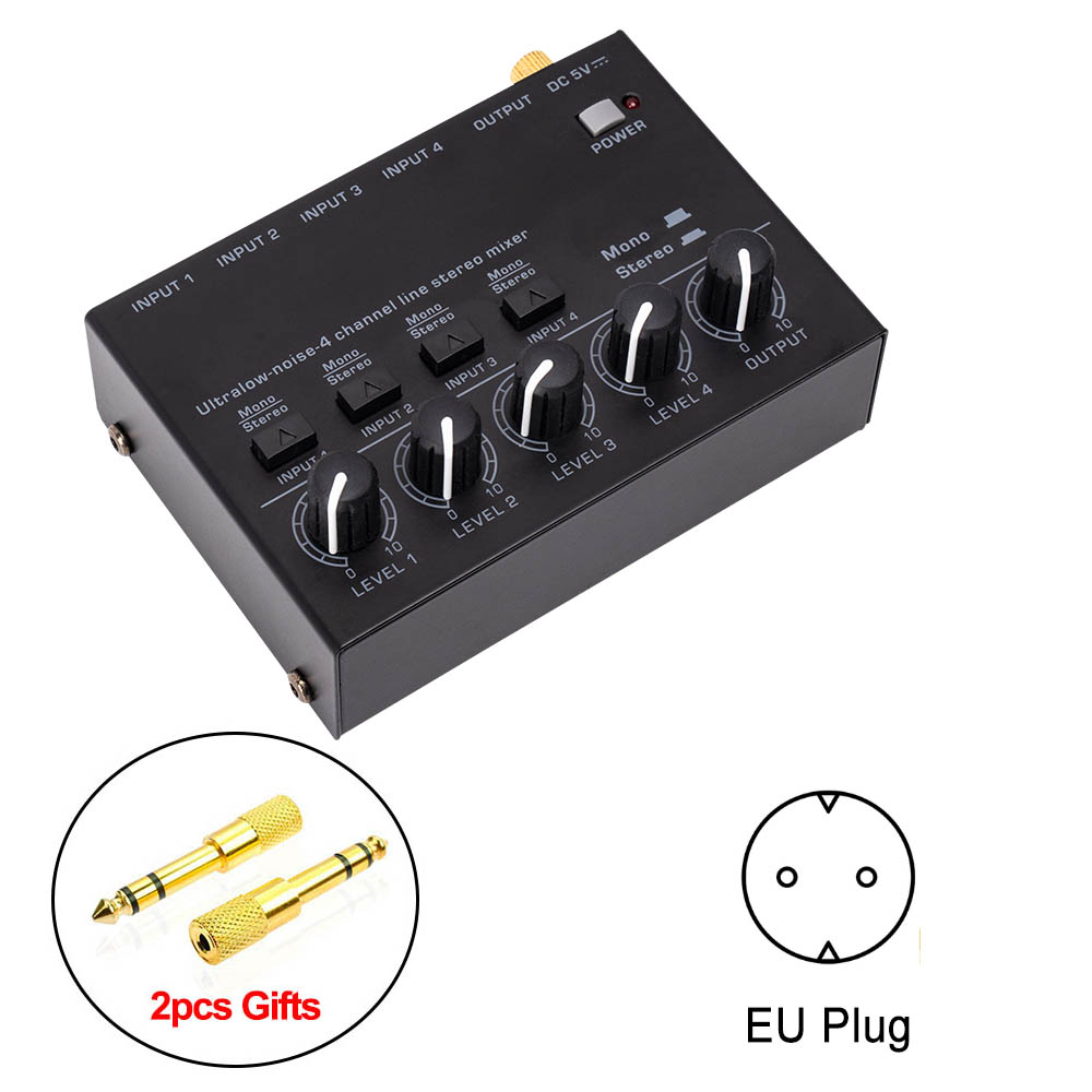 Ljudmixer 4 -kanals mixer stereo med 2 st 6.5/ 3.5... – Vicedeal