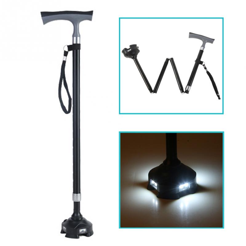 Old Man Walking Stick With LED Light Four Legged S... – Vicedeal