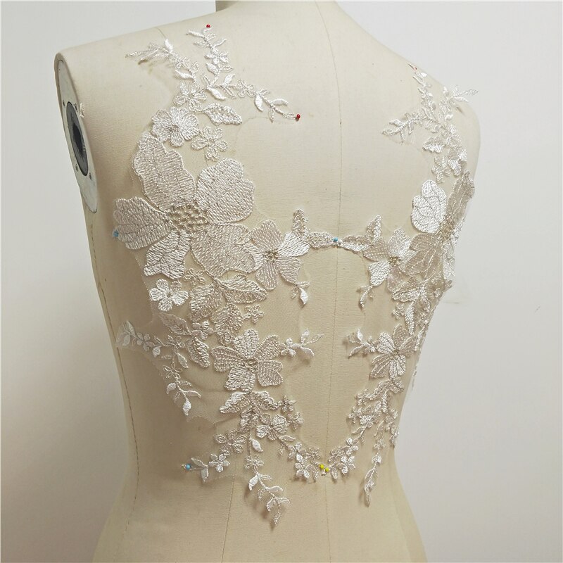 lace flowers pairs silver lace appliques Patch bri... – Vicedeal