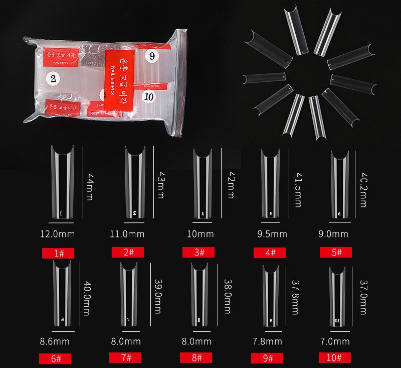 500pcs Clear Natural Acrylic Extra Long C Curve St... – Vicedeal