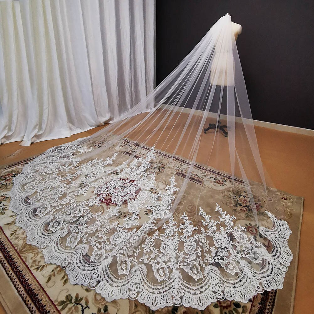 Romantische Kant Lange Bruiloft Sluier 3 Meter Kat... – Grandado
