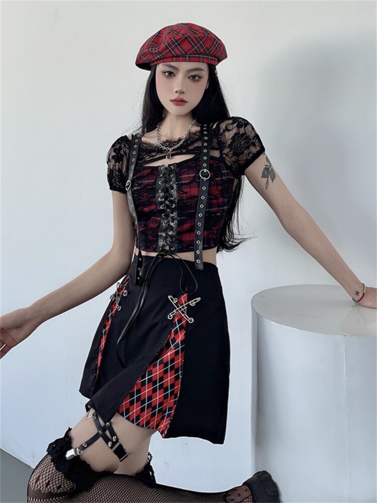 Dark Wind Girls Summer Lace Navel Strap Off Should... – Grandado