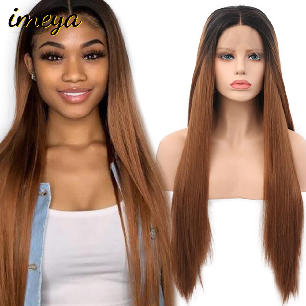 FANXITON Ombre Wigs 24 Inch Silky Straight Wig Hea... – Grandado