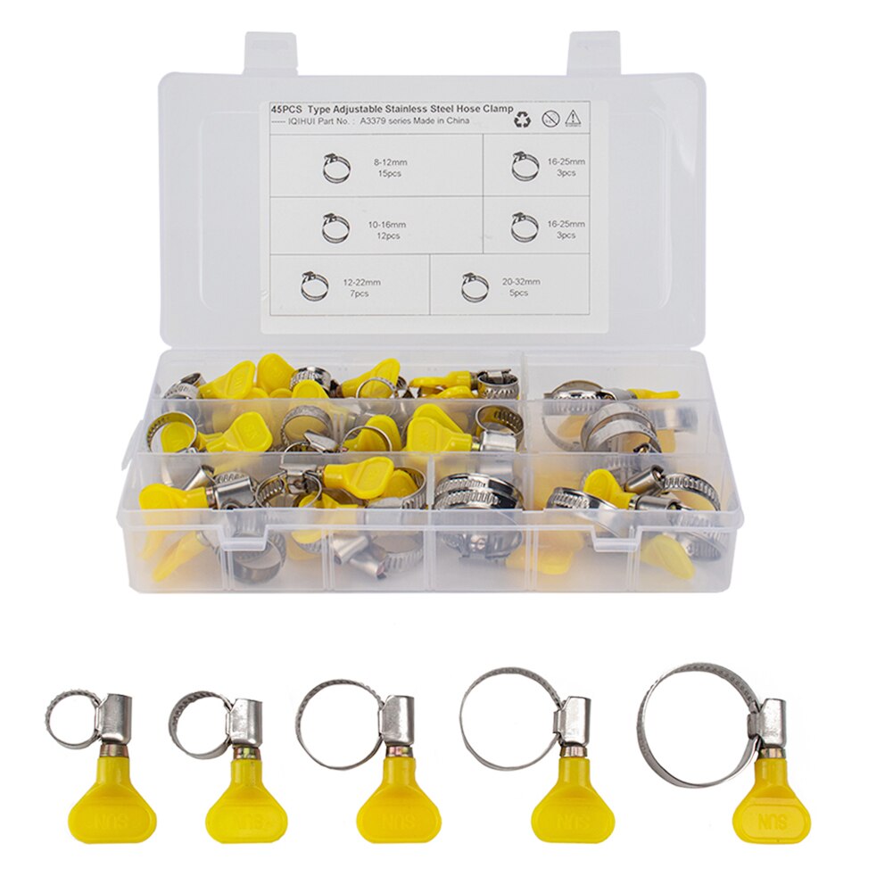 60pcs Thumb Screw Hose Clamps Stainless Steel 5 Si... – Grandado