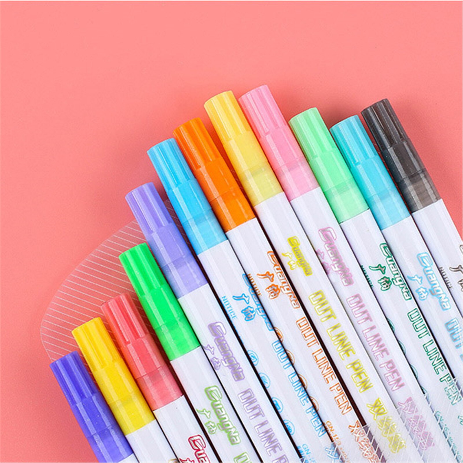 12pc/set Glitter Color Fluorescent Marker Metal Co... – Grandado