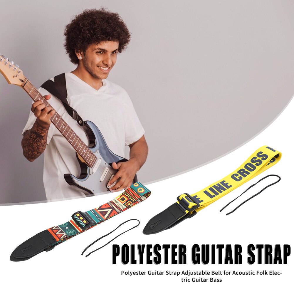Polyester Guitar Strap Adjustable Belt with PU Lea... – Grandado