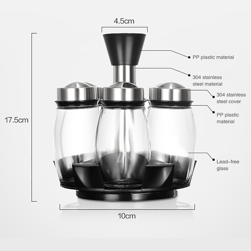 Kjøkken krydderhylle glass roterende krydder krukk... – Grandado