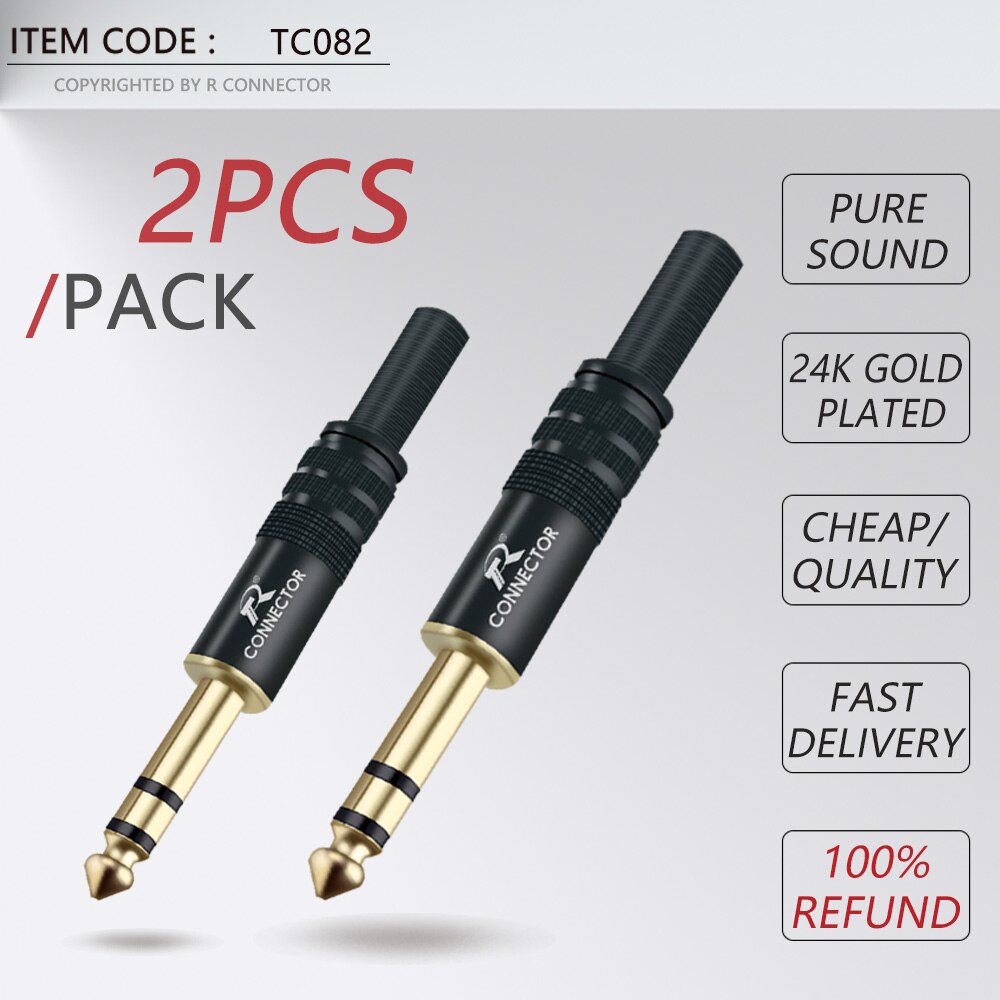2PCS Stereo Gold Plated 6.35MM Audio & Video Plug ... – Vicedeal