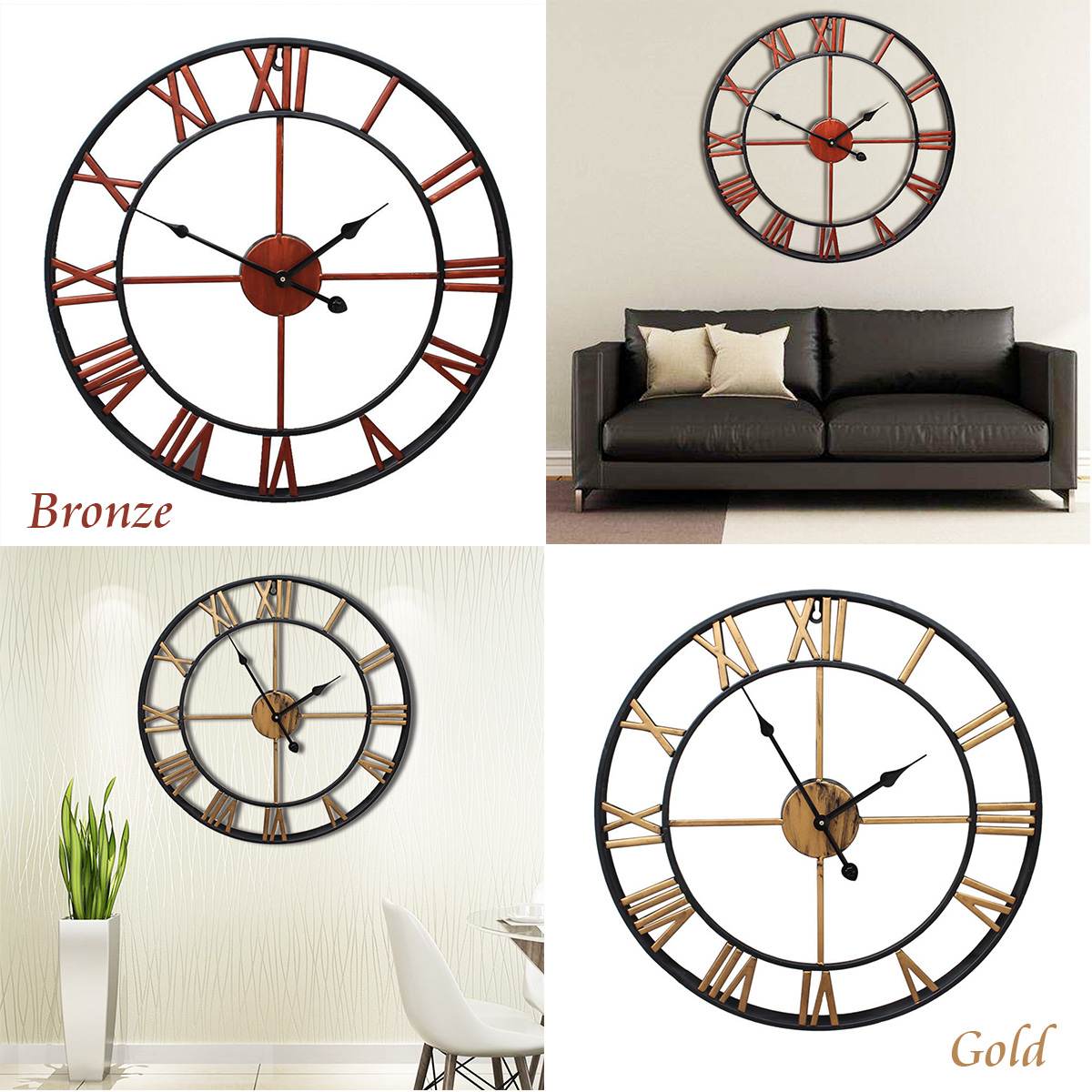45/80CM Nordic Metal Roman Numeral Wall Clocks Ret... – Grandado