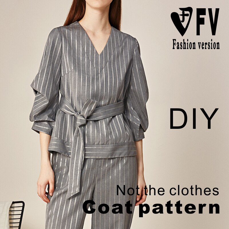 Coat pattern women's V-neck blouse 1:1 garment cut... – Vicedeal