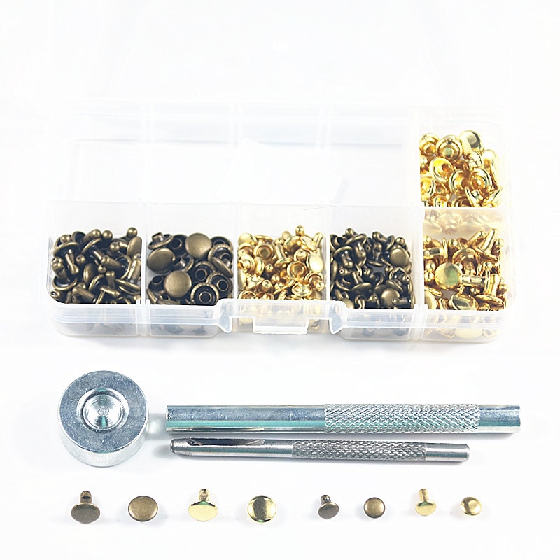 120 sets of metal rivets double cap side round fas... – Grandado