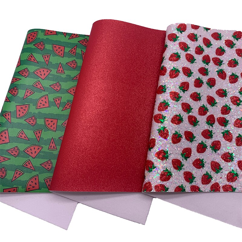 3 Stks/set Aardbeien Gedrukt Glitter Vinyl Stof Ma... – Vicedeal