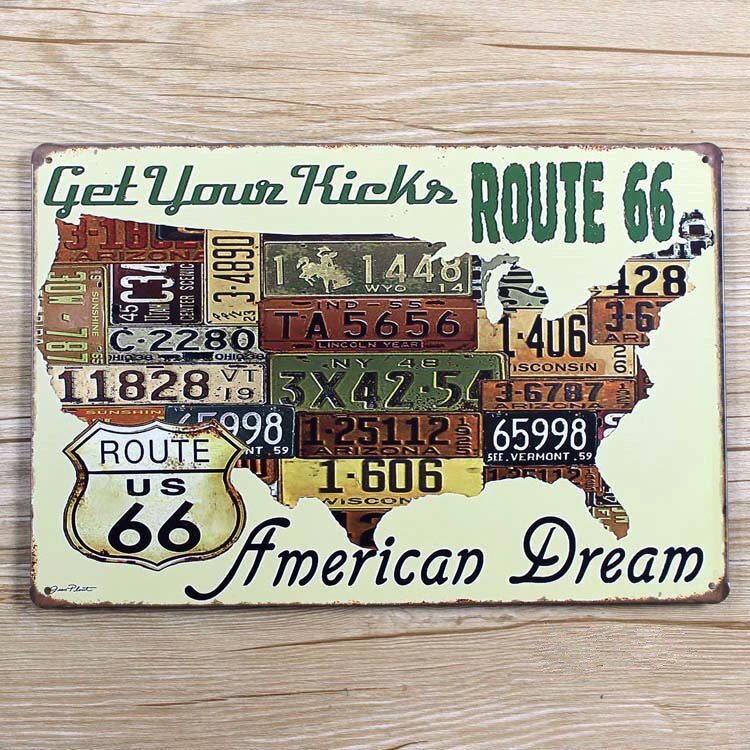 100% "American Dream ROUTE 66" metal Tin sign tinp... – Vicedeal