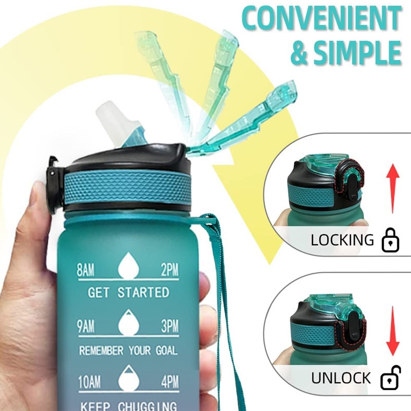 1 Liter Motivational Water Bottle With Straw Time ... – Grandado