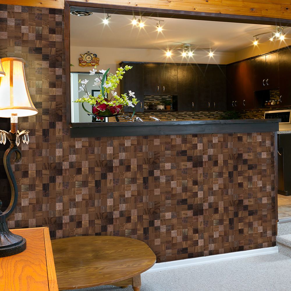 Walnut Mosaic Tile sticker 25pcs Decor wall sticke... – Grandado