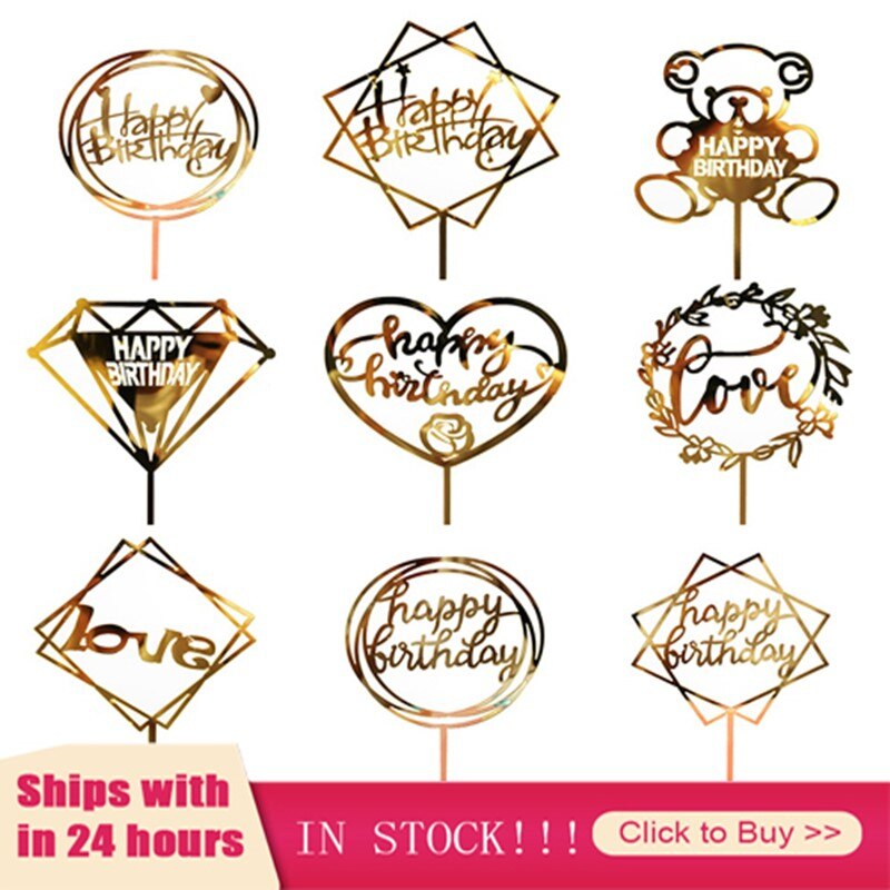 1 Pcs Cake Topper Acrylic Happy Birthday Cake Stam... – Vicedeal