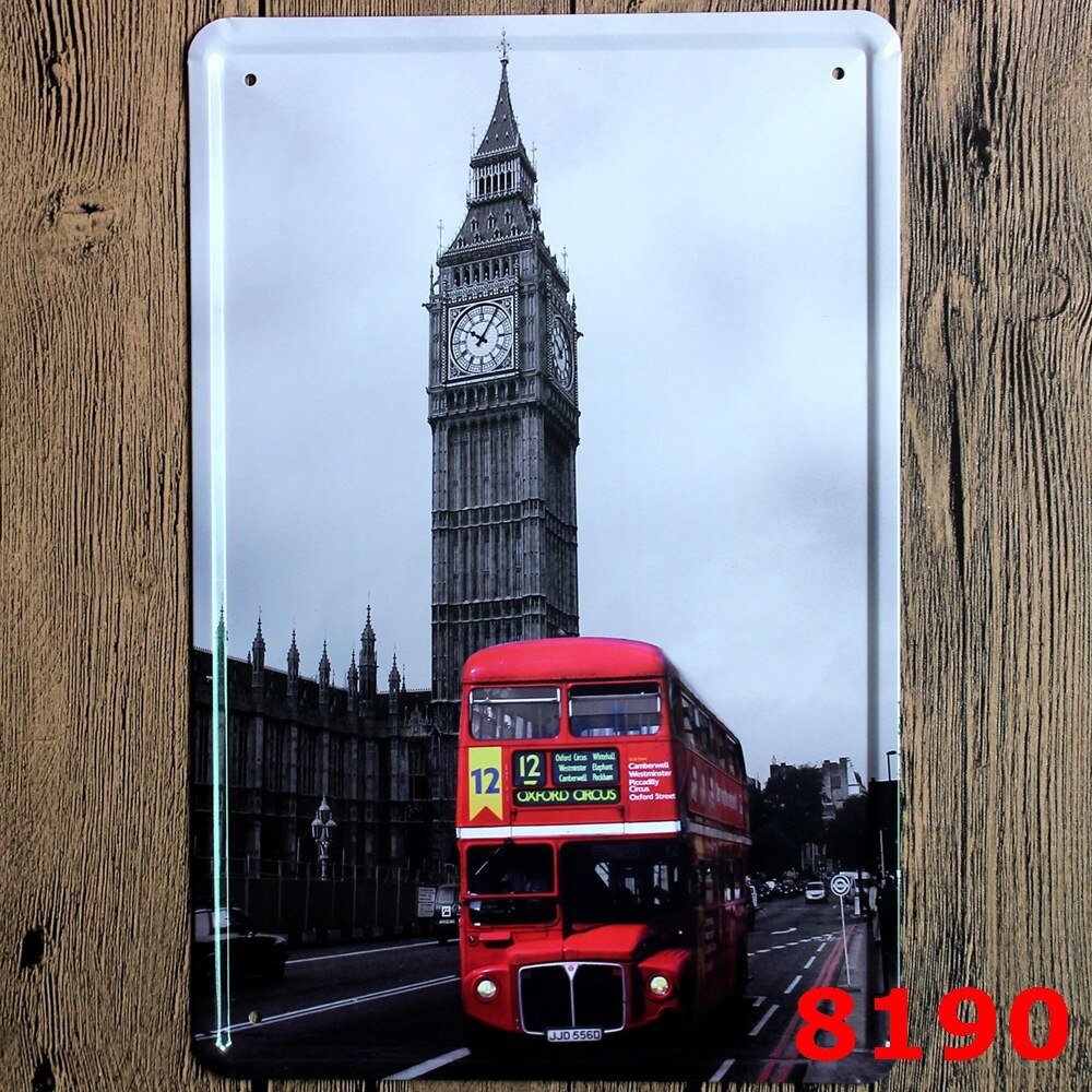 England Double-Decker Bus Tin Painting Vintage Tin... – Grandado