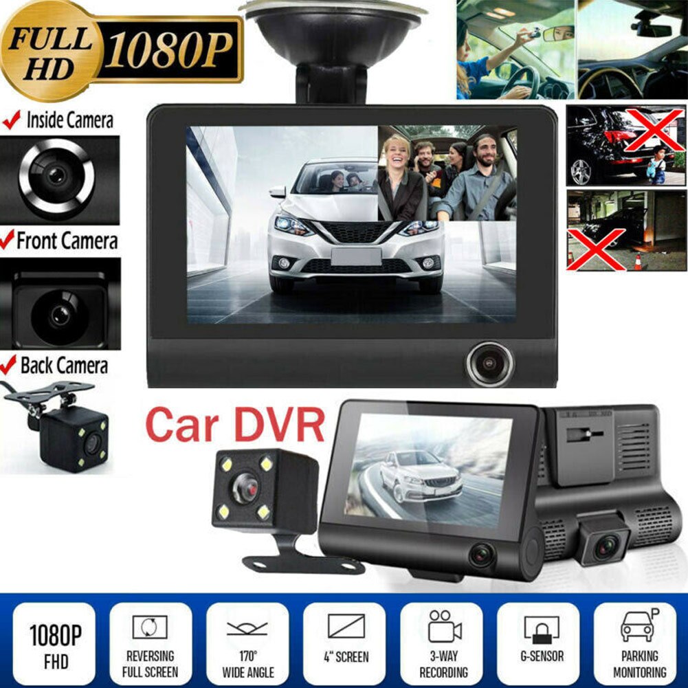 1080P 4Inch Car DVR Dual Lens Dash Cam Front G-Sen... – Grandado