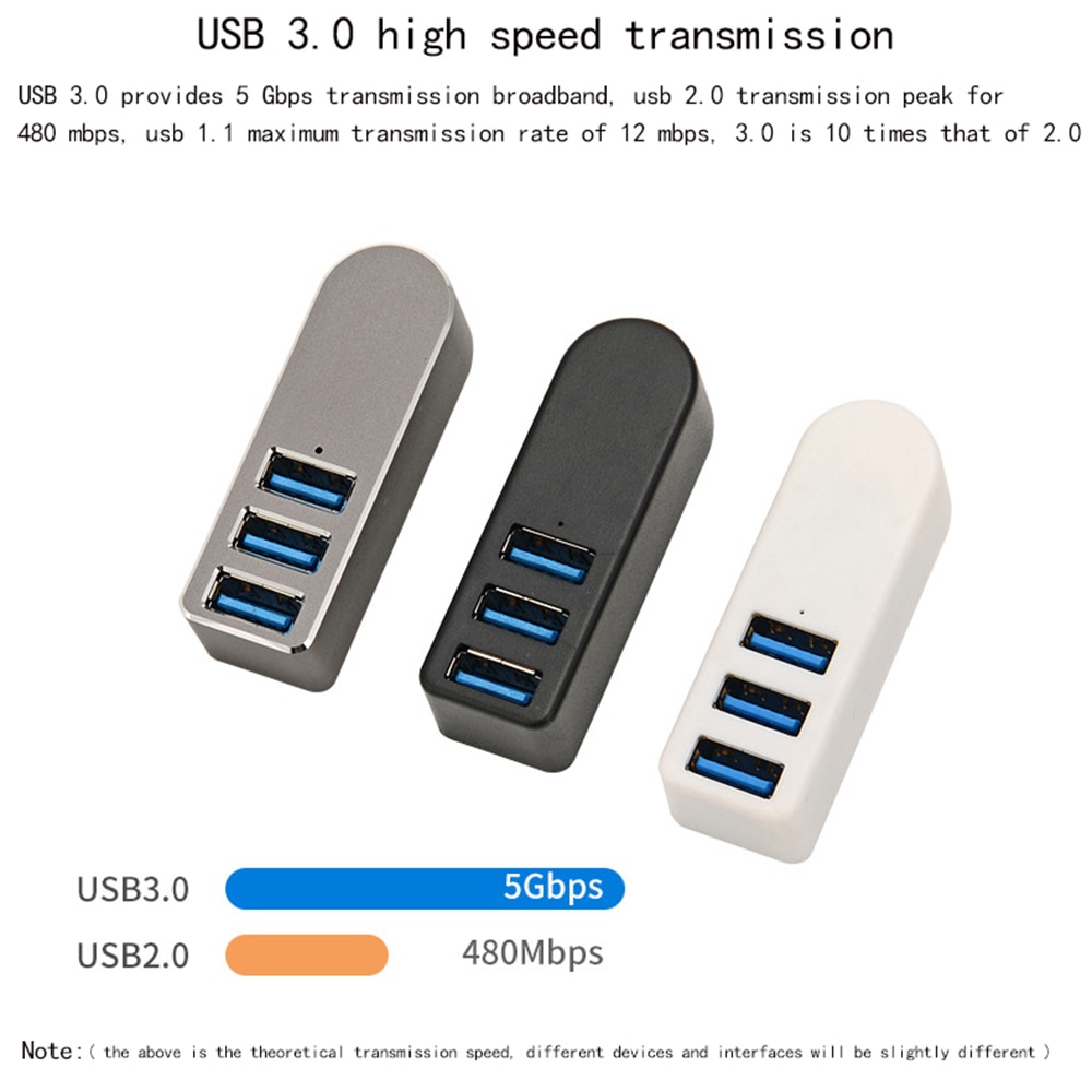 Usb Hub 3 Poorten USB3.0 Hub Splitter Mini Alumini... – Grandado