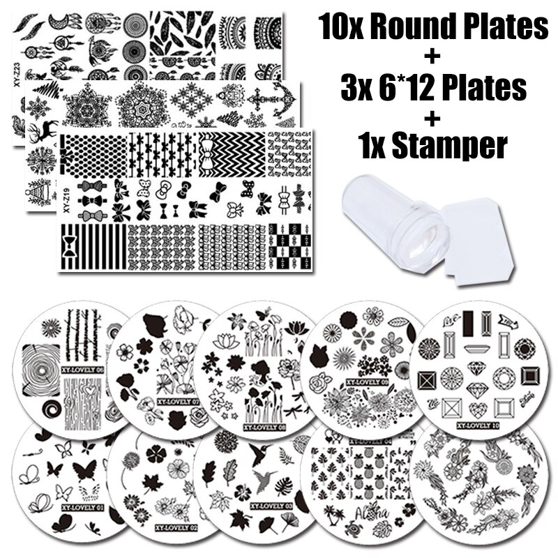 Nail Stamping Plates Set 13pcs Nail Art Plates 1st... – Vicedeal