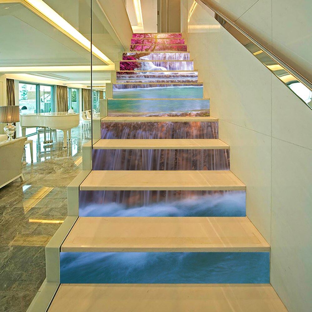 Forest Flowing Water Wallpaper Staircase Sticker F... – Vicedeal