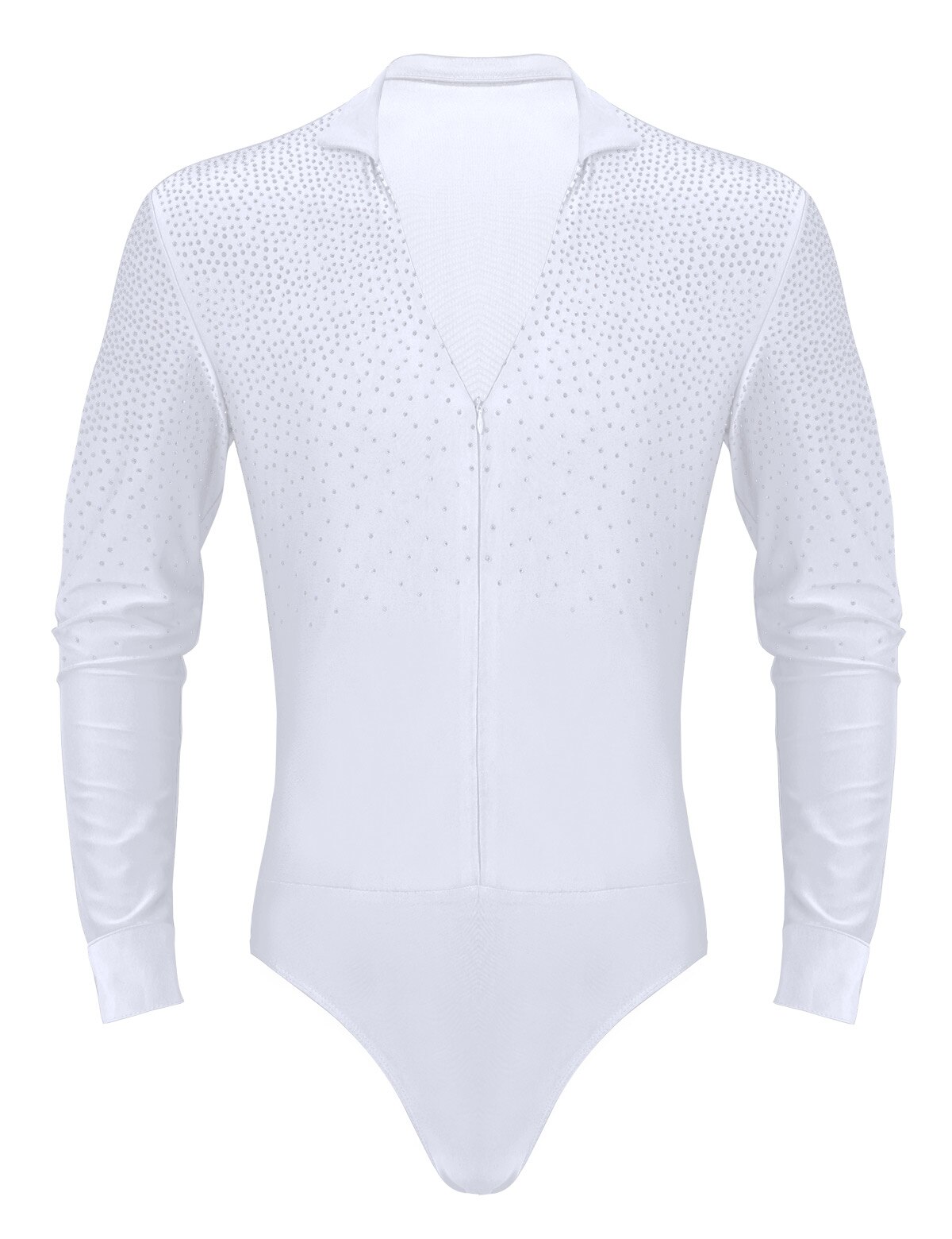 Men Latin dance Leotard Shiny Rhinestones V-neck S... – Grandado