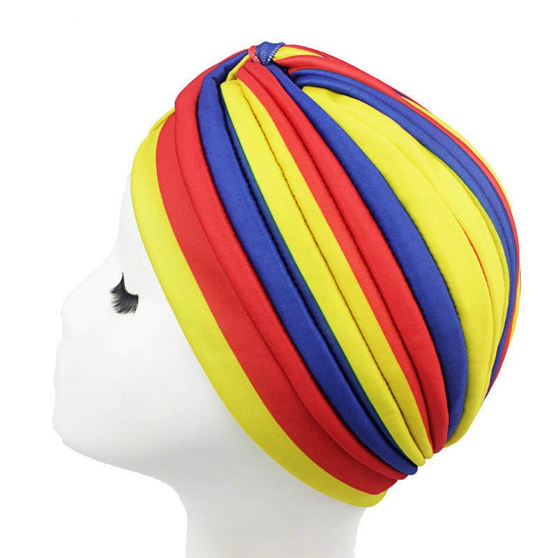 Colorful Striped Lady Turban Hat Muslim Women Hija... – Grandado