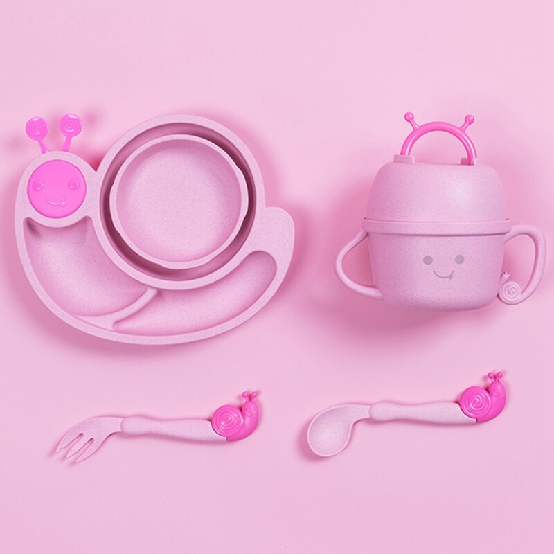 -6 st/set tecknad snigel matskål babyskål med sked... – Vicedeal