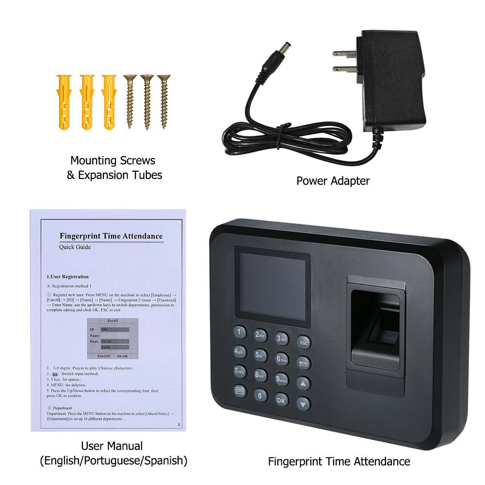 Biometric Fingerprint Attendance Machine 2.4" TFT ... – Vicedeal