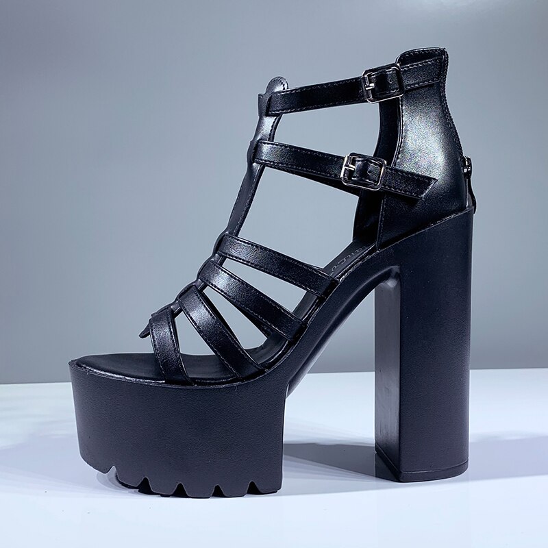 Gdgydh Black Punk Platform Sandals Women Extreme H... – Grandado