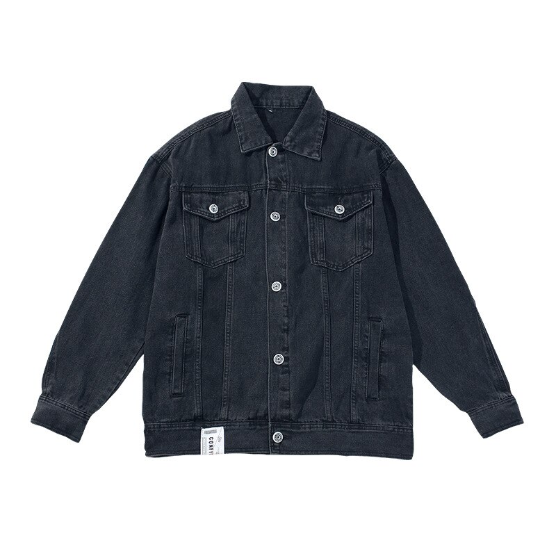 Mannen Katoen Denim Jas Casual Mode Pure Blauw Zwa... – Grandado