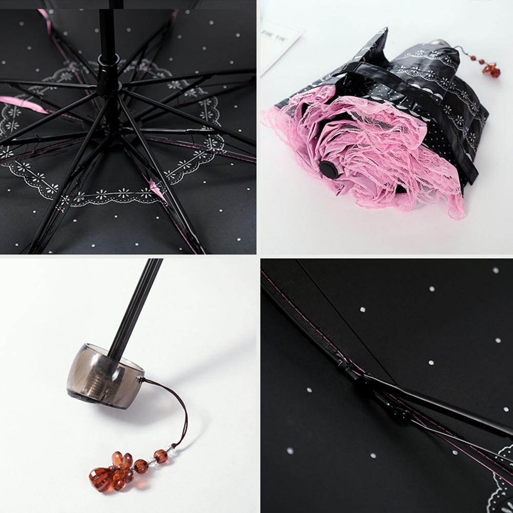 Girls Black Coating Sun Umbrella Ladies Lace Paras... – Grandado