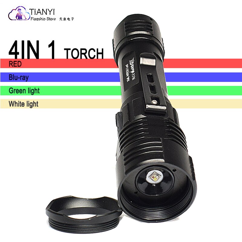 LED multi-purpose lighting flashlight white/red/gr... – Grandado