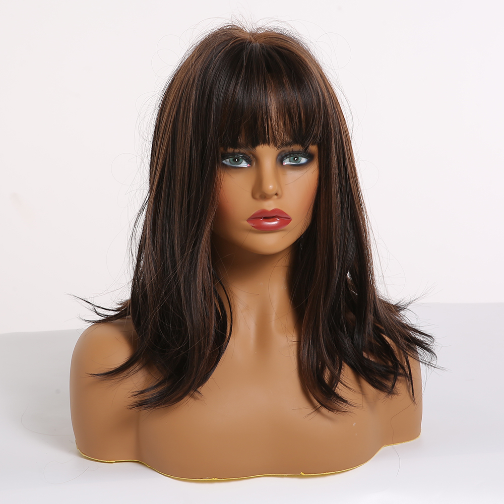 Easihair Donkerbruin Rechte Synthetische Pruiken M... – Vicedeal