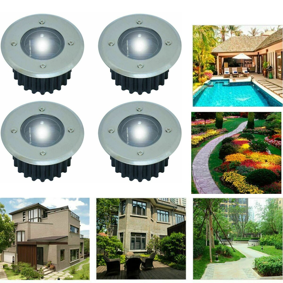 4pcs Solar Powered LED Deck Light Stainless Steel ... – Grandado