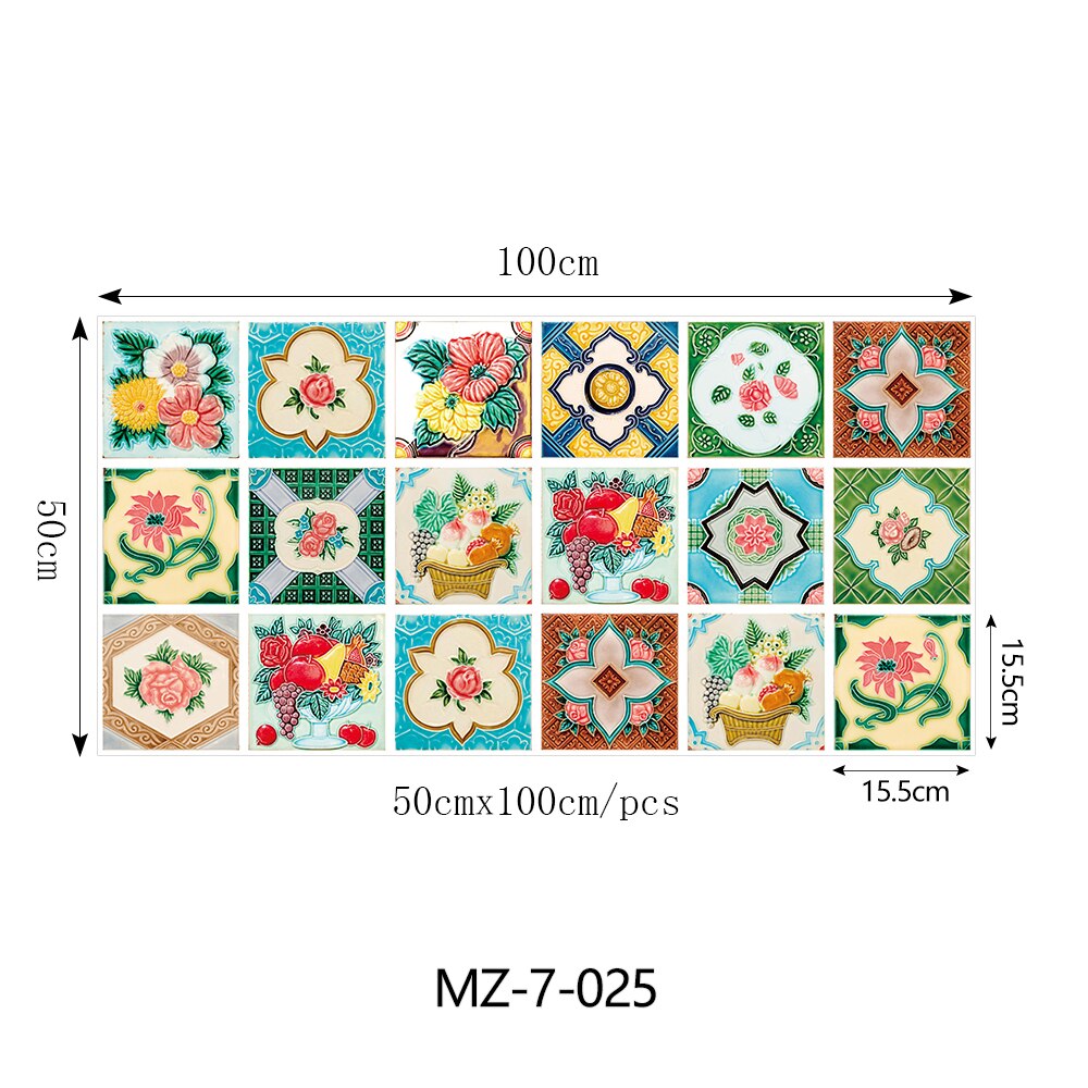 Retro Bloemen Patroon Matte Tegels Sticker Transfe... – Grandado