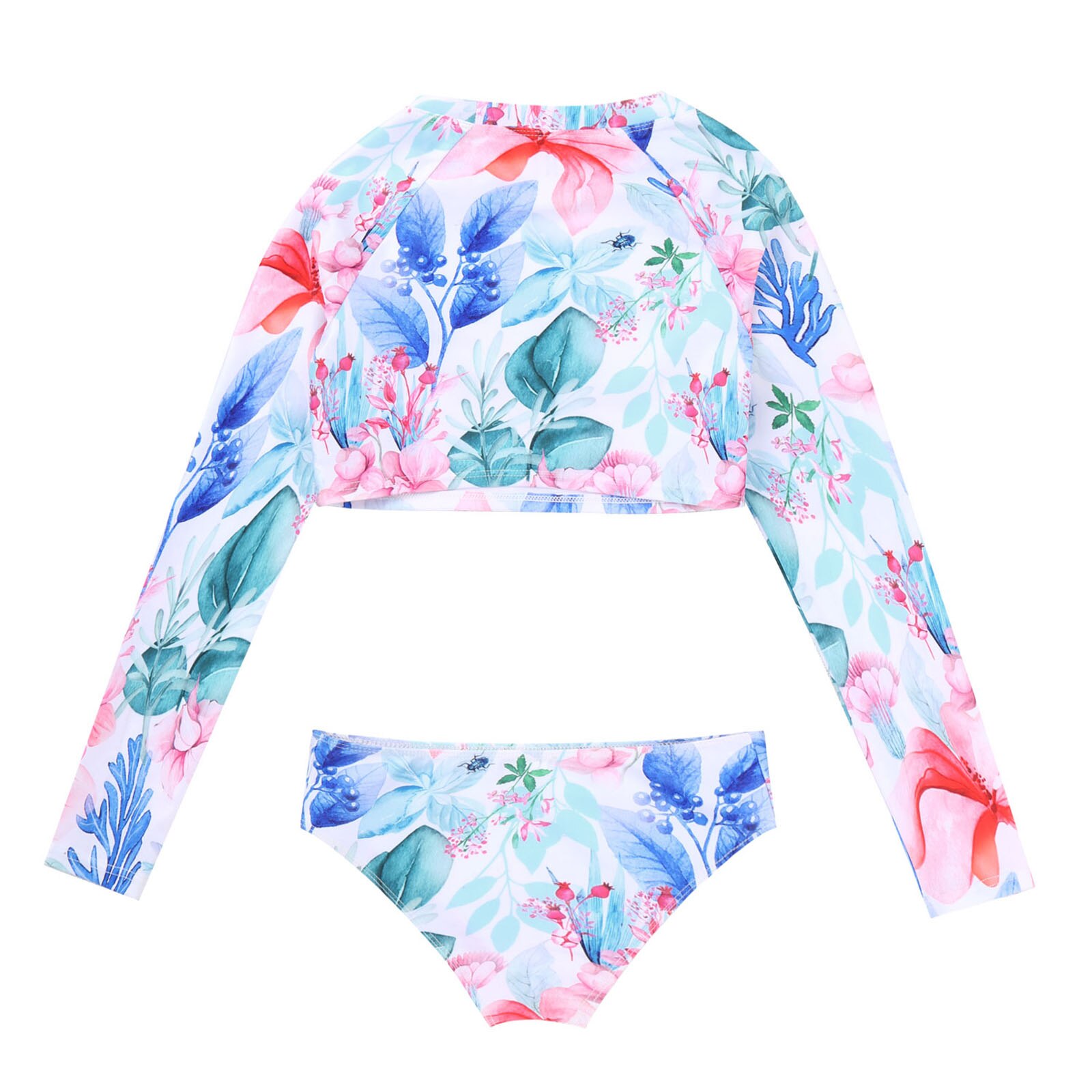 Kids Girls Floral Print Beachwear Swimming Suit Ro... – Grandado