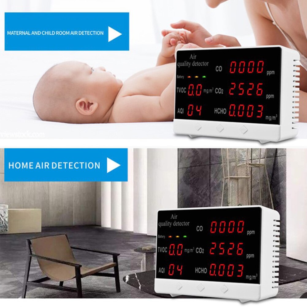 ABS Air Monitor LED Display HCHO TVOC CO2 CO Indoo... – Vicedeal