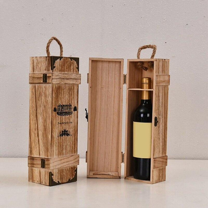 2Pcs Personality Wood Single Red Wine Box Carrier ... – Grandado