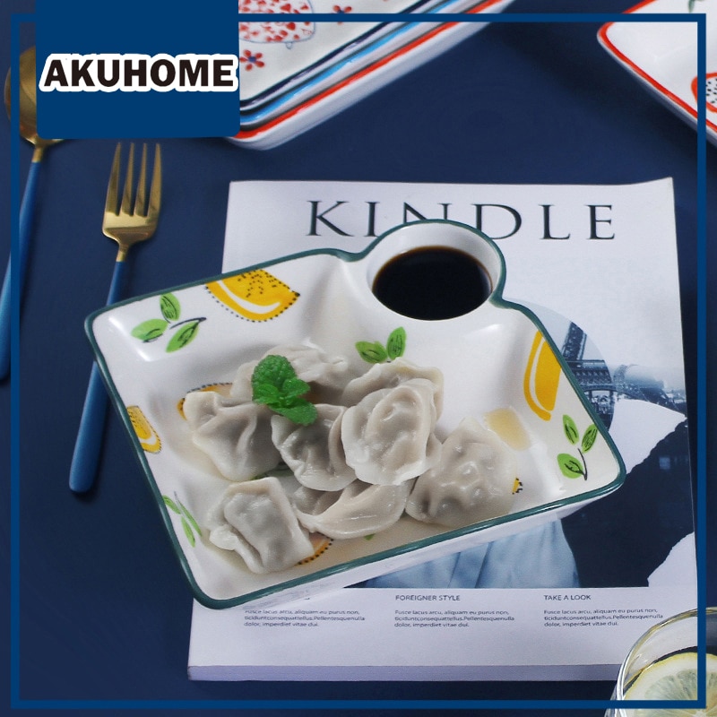 Japanese Dumpling Ceramic Plate with Vinegar Dish ... – Vicedeal