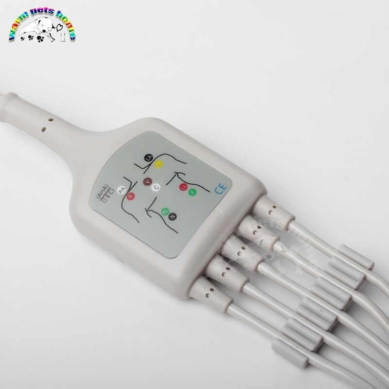 5 Lead EKG ECG Cable Lead Wire Snap Lead Cable Vet... – Grandado