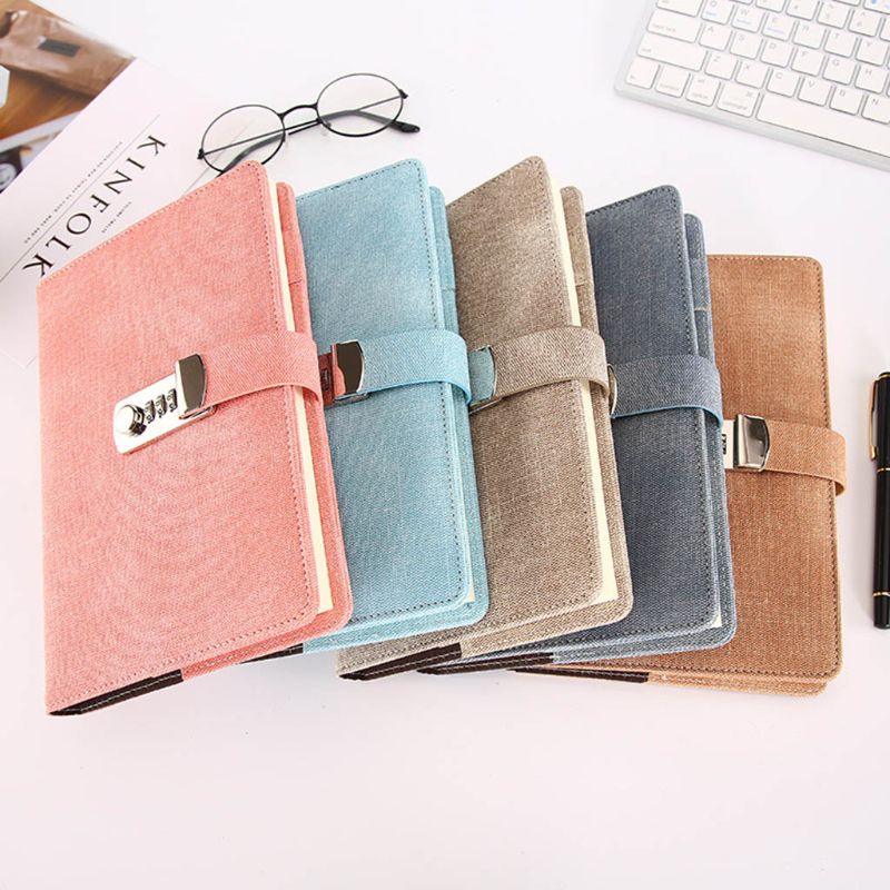A5 Notebook with Password Lock Leather Agenda Diar... – Grandado