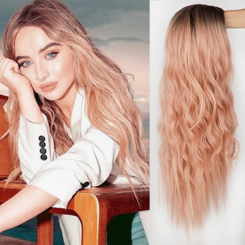 Long Wavy Womens Wig Natural Part Side Hair Ombre ... – Vicedeal