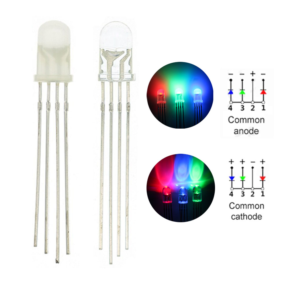 100 unids/lote 4pin 5mm RGB LED diodo emisor indic... – Grandado