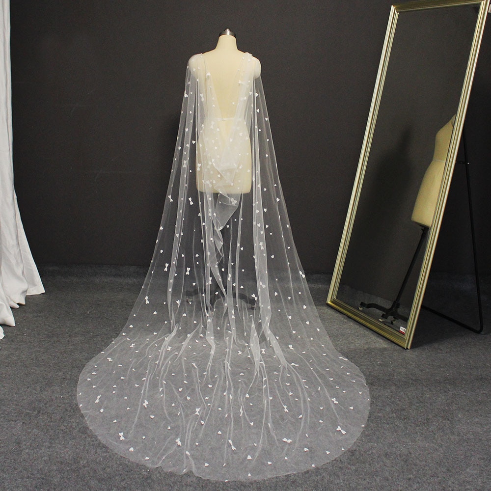 Real Photos Beautiful Long Wedding Cape 3 Meters I... – Grandado