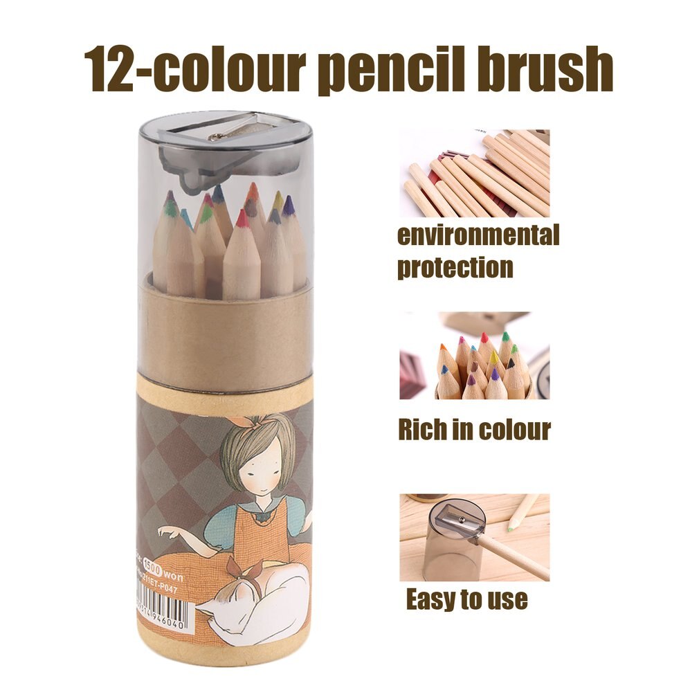 12 Different Colors Pencil Set With Sharpener Port... – Grandado