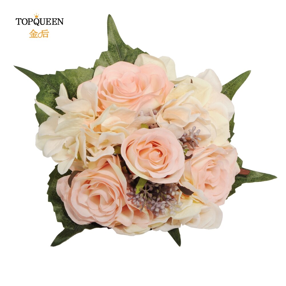 Topqueen bryllup pink rose buket kunstig blomst ku... – Grandado